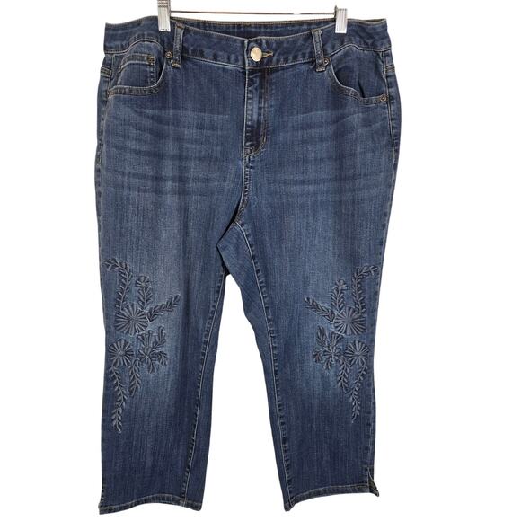 Lane Bryant | Jeans | Lane Bryant Womens Whiskering Embroidered Floral ...